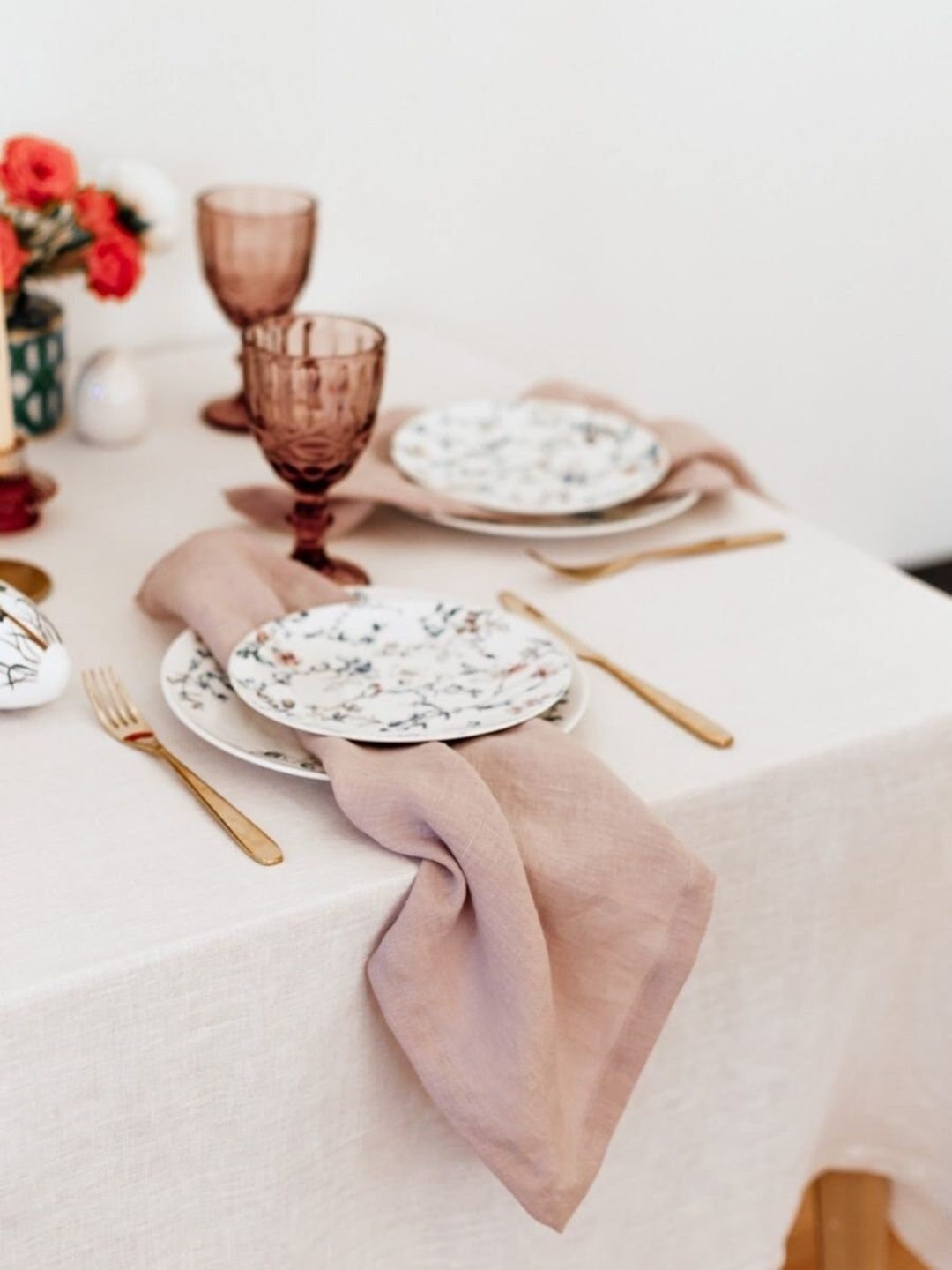 Light Dusty Pink Linen Napkins Set of 4 Mauve Wedding Cocktail Napkins ...