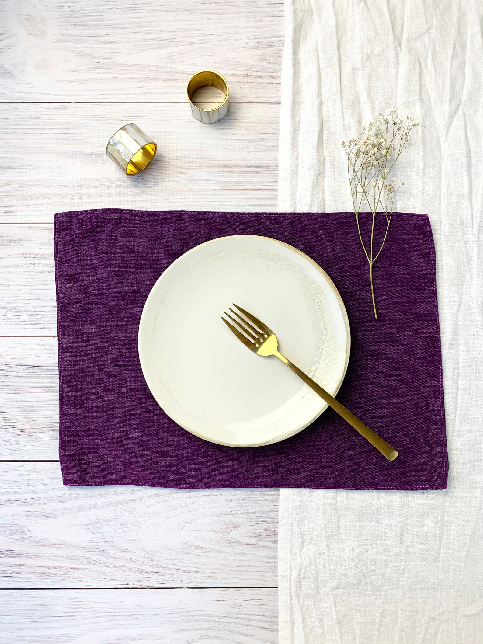 Violet Linen Placemats Set of 2 Deep Purple Dinner Cloth Table Place ...