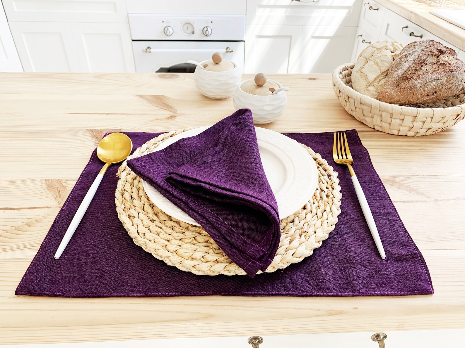 Violet Linen Placemats Set of 2 Deep Purple Dinner Cloth Table Place ...