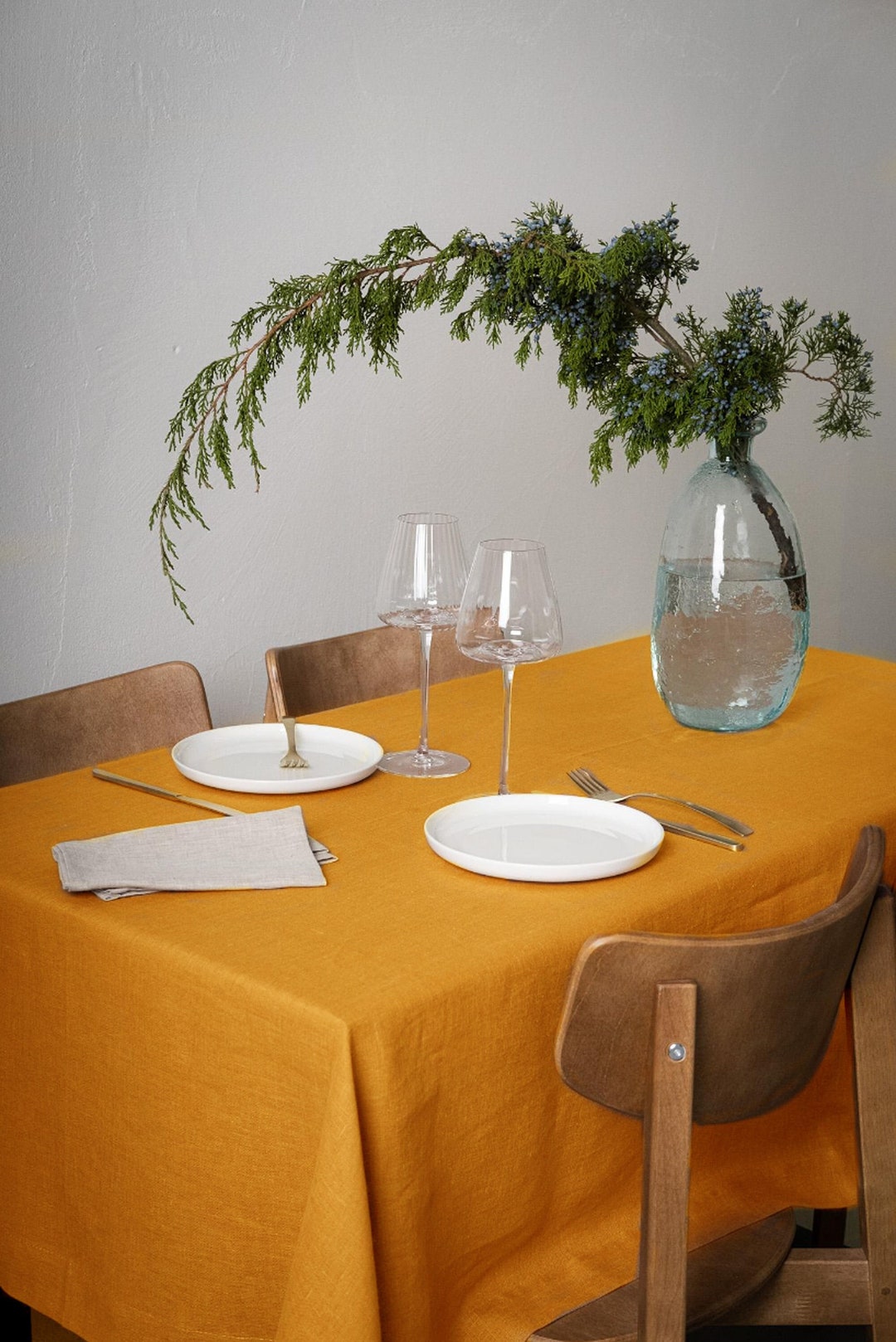 Mustard Yellow Linen Tablecloth in Various Sizes Rectangle - Etsy