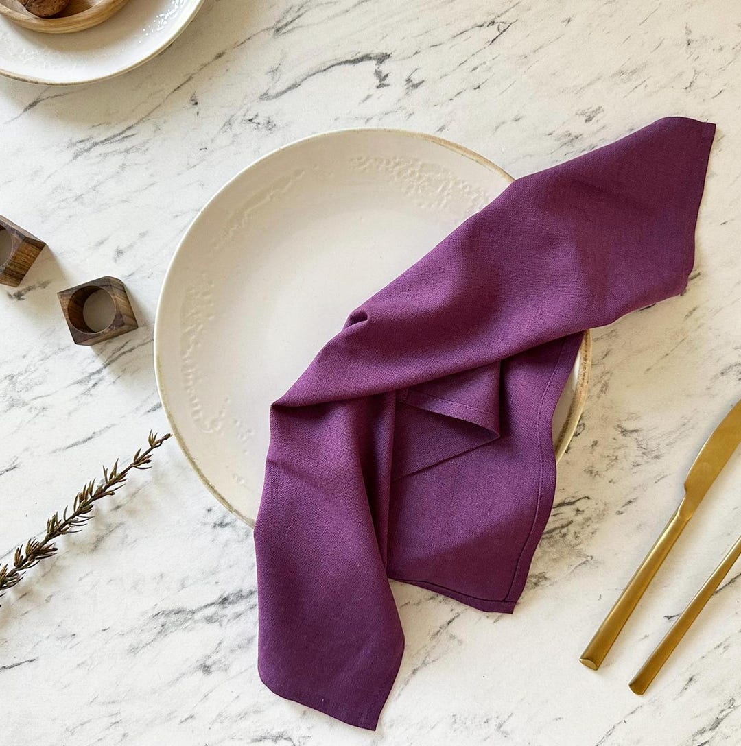 Violet Linen Napkins Set of 4 - Deep Purple Eggplant Plum Cloth Napkins ...