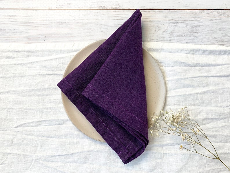 Deep Purple Linen Napkins Set of 4 Wedding Eggplant Dinner - Etsy