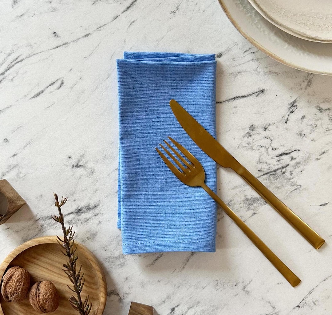 Light Blue Linen Napkins - Set of 4 - Organic Cotton Blend Table Decor ...