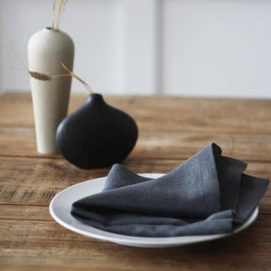 Dark Grey Linen Napkins Set of 4 - Charcoal Everyday Napkins Graphite ...