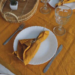 Mustard Yellow Linen Tablecloth in Various Sizes Rectangle - Etsy
