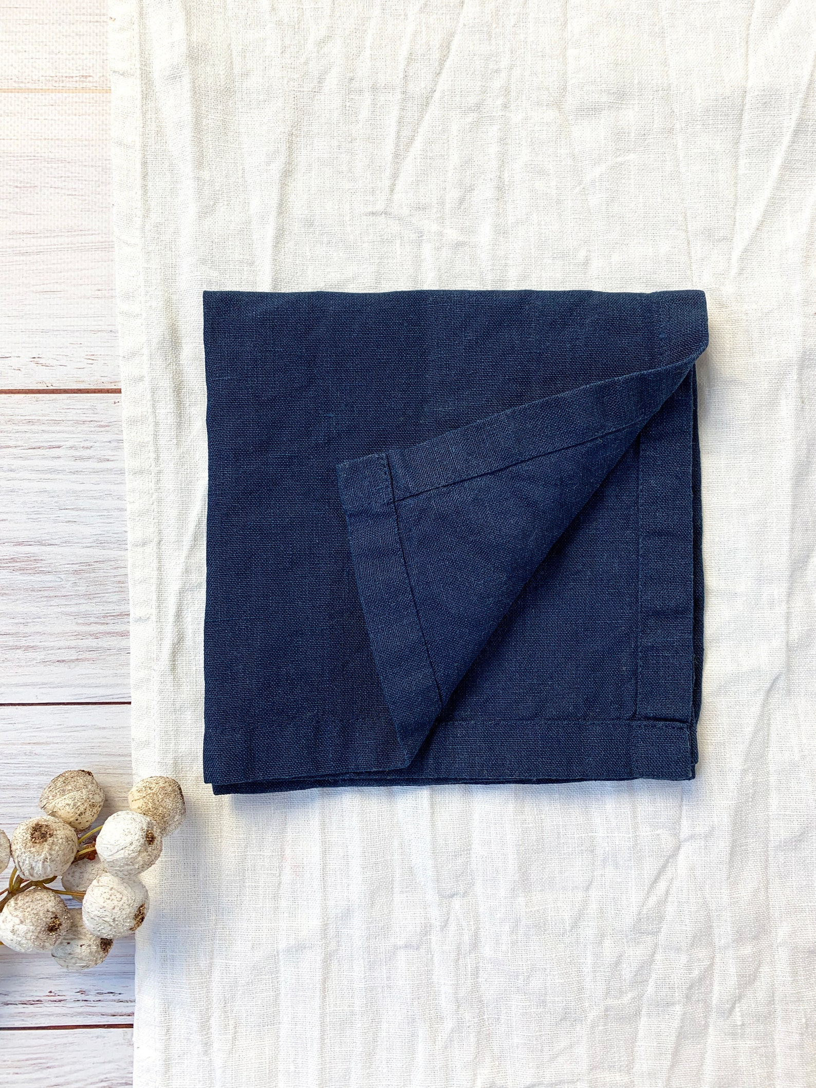 Navy Blue Linen Napkins Set of 4 Cloth Napkin Set for - Etsy