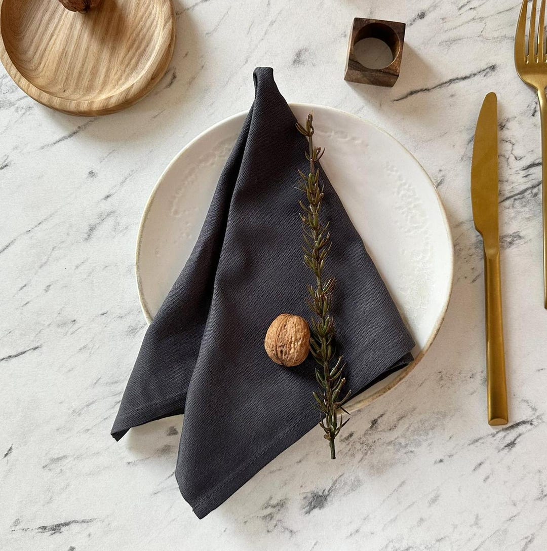 Dark Grey Linen Napkins Set of 4 - Charcoal Everyday Napkins Graphite ...