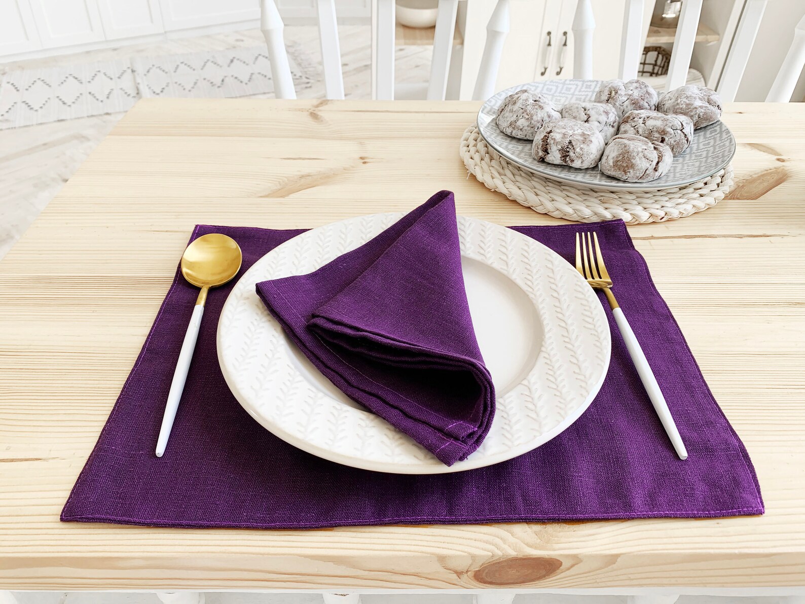 Violet Linen Placemats Set of 2 Deep Purple Dinner Cloth Table Place ...