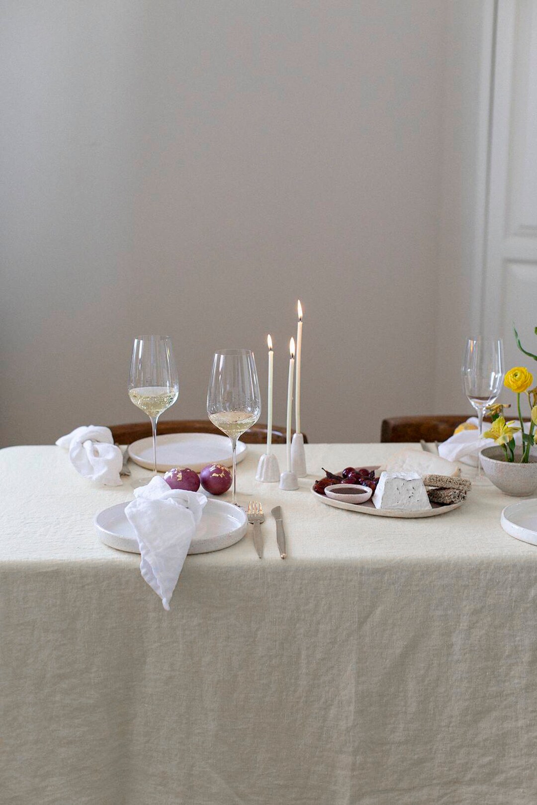 Off White Linen Tablecloth Custom Size Cream Large Rectangle Square ...