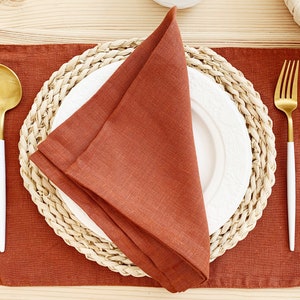 Set of 2 Terracotta Linen Placemats Burnt Orange Dinner Wedding Table ...