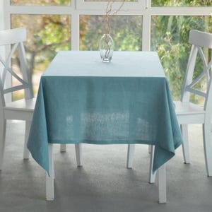 Dusty Blue Linen Tablecloth for Kitchen Dining Rectangle Square Round Table Cover Large Small Long Gray Sage Blue Wedding Decor Etsy UK