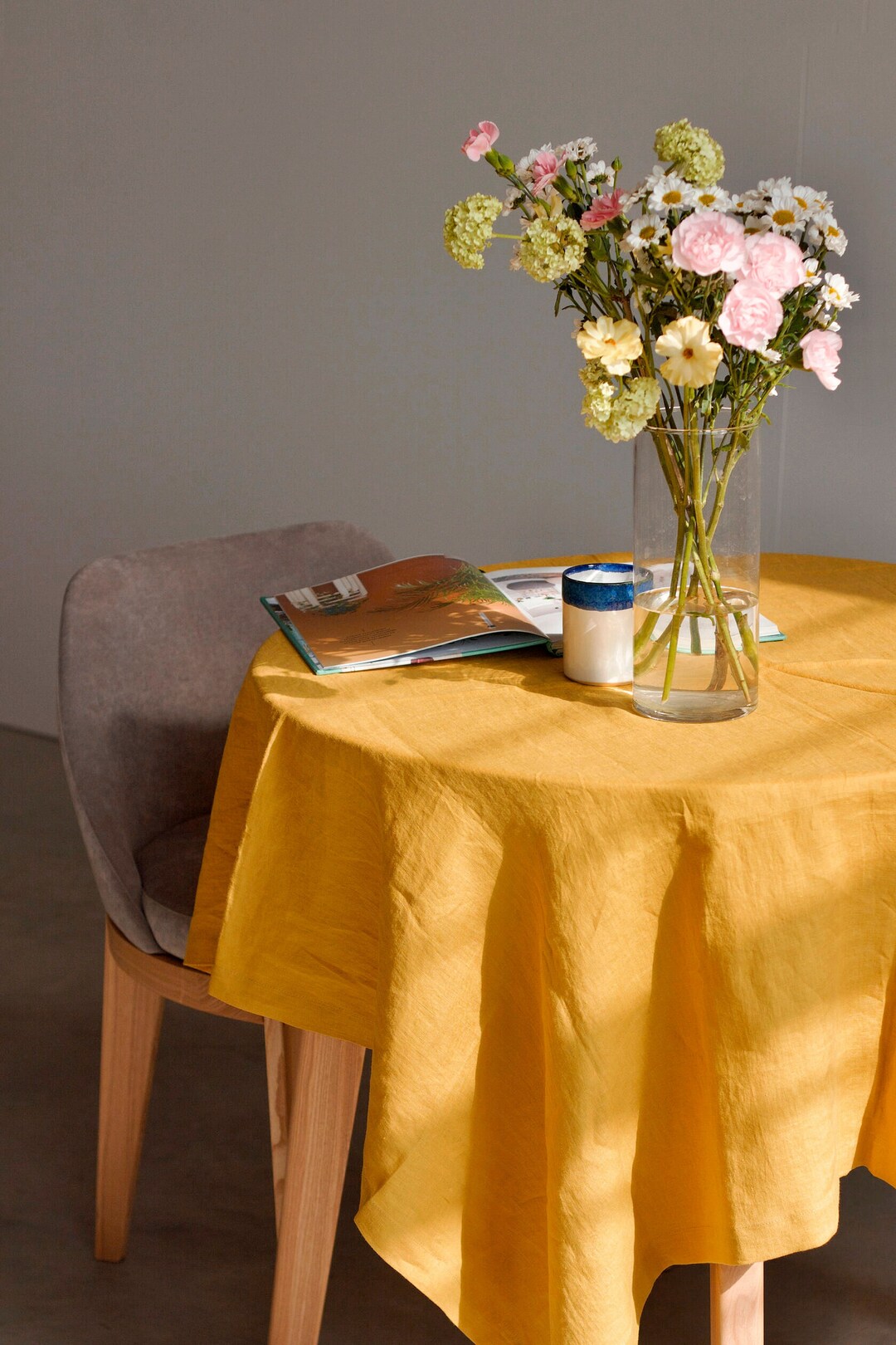 Mustard Yellow Linen Tablecloth in Various Sizes Rectangle - Etsy
