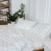 Large Grid Cotton Bedding Window Pane Check Duvet Cover, Fitted Sheet ...