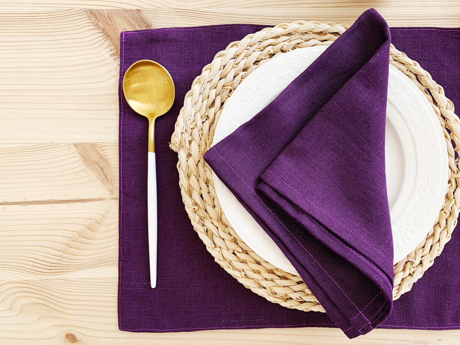 Violet Linen Placemats Set of 2 Deep Purple Dinner Cloth Table Place ...