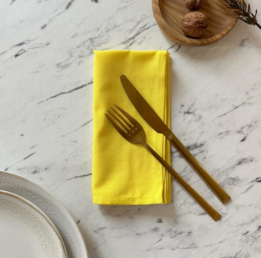 Yellow Linen Napkins Set of 4 - Dinner Events, Wedding, Kitchen, Dining ...