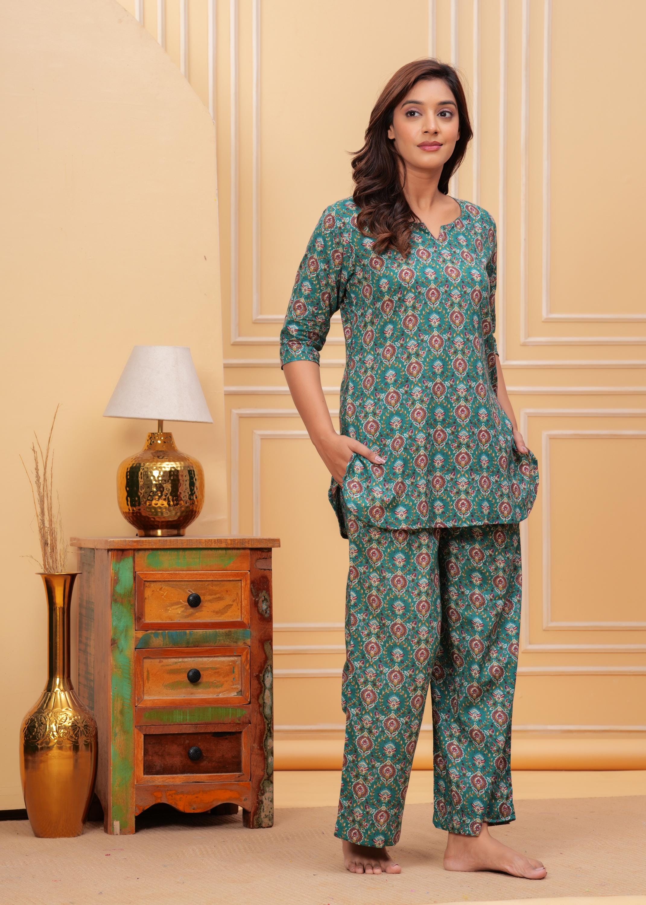 Handcrafted Floral Cotton Co-ord Set: Indian Ethnic Women's Outfit - Etsy
