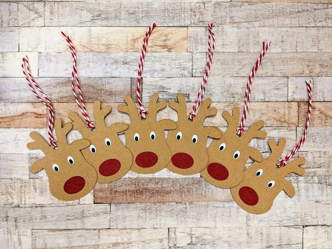 Handmade Rudolph Gift Tags: Kraft Christmas Present Labels - Etsy UK
