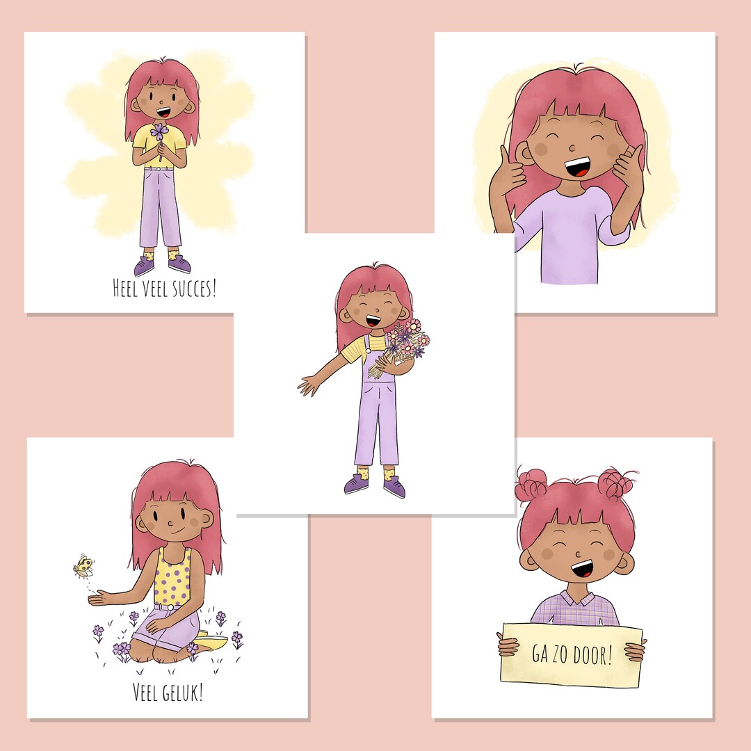 Card Set 'encouragement' Set of 5 Colorful Encouragement Cards Lily's ...