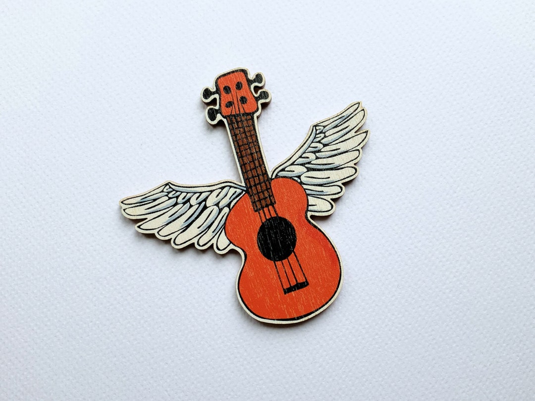 Brooch UKULELE With Wings *DIFFERENT COLOURS*, Laser Cut Wood ...