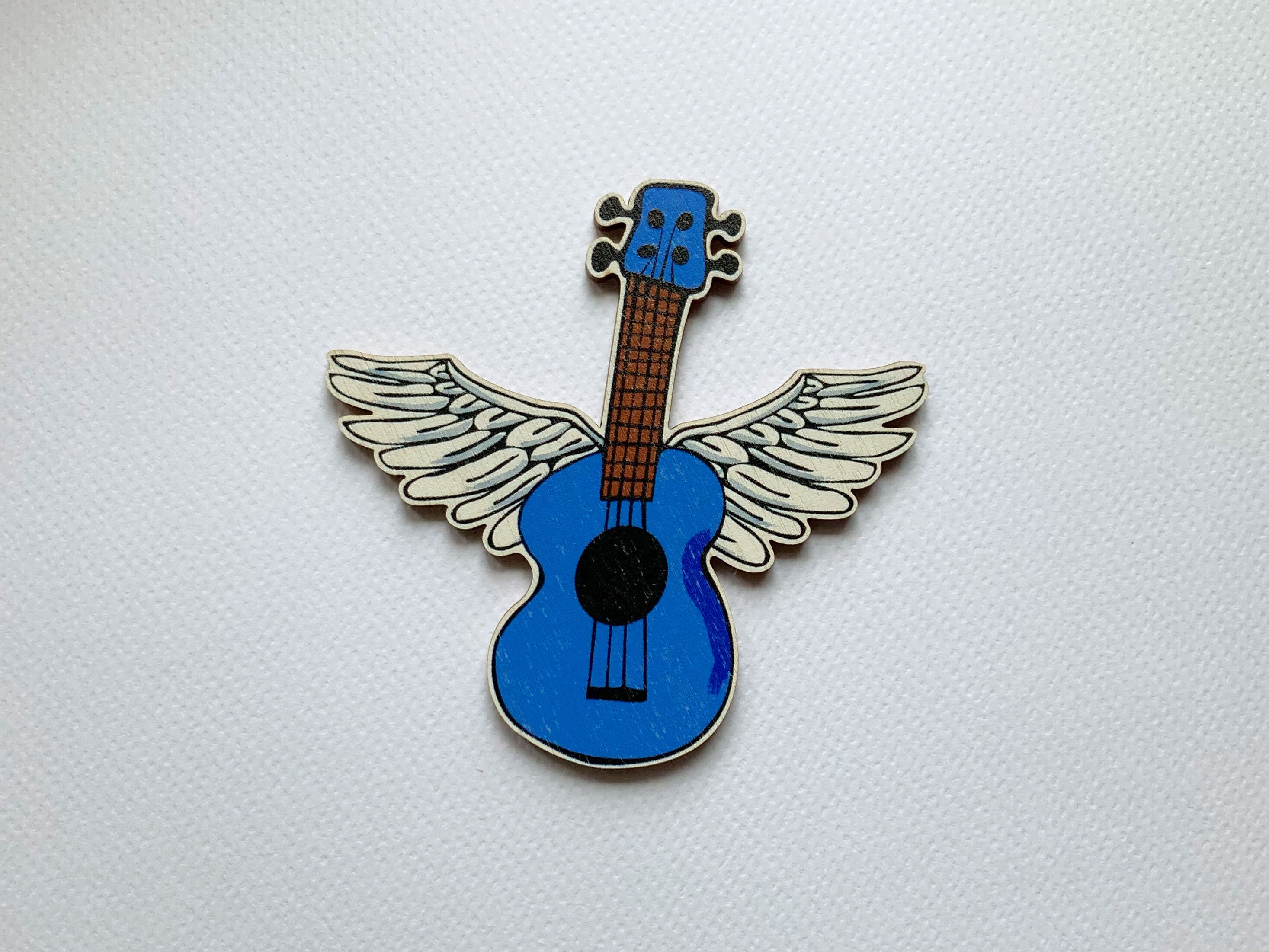 Brooch UKULELE With Wings *DIFFERENT COLOURS*, Laser Cut Wood ...