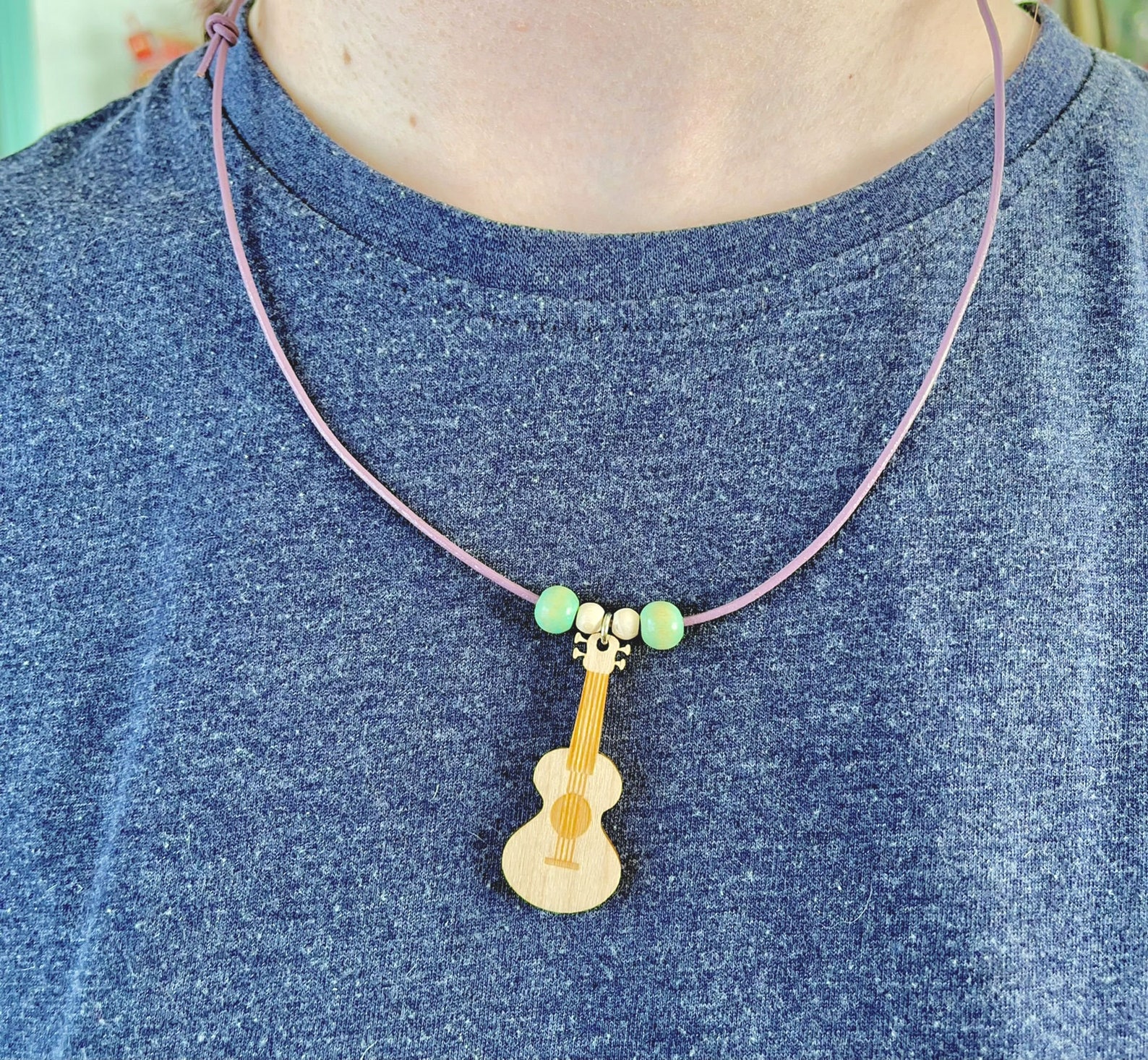Necklace UKULELE, Laser Cut Wood, Colour Variations - Laserleikattu ...