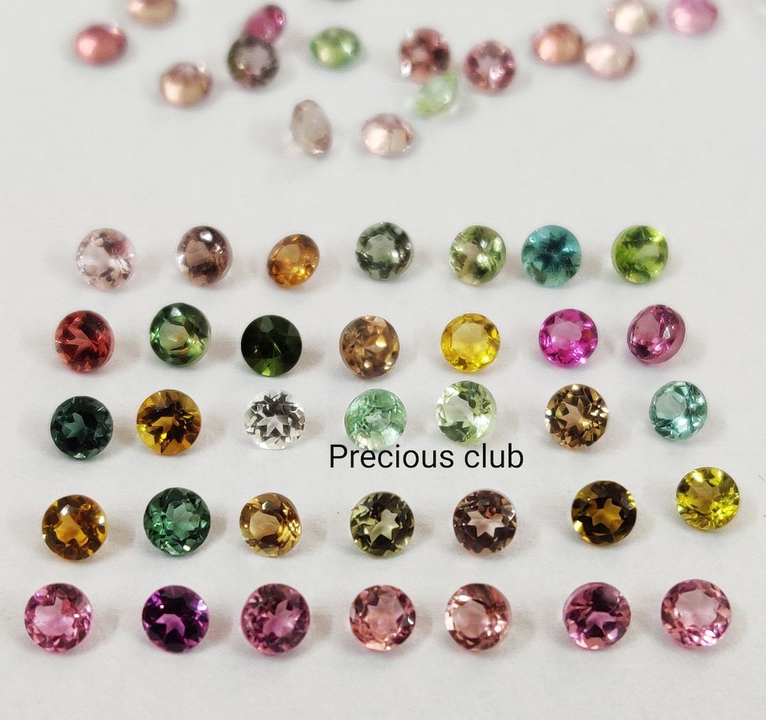 Natural Multicolor Tourmaline Round Cut 4mm Faceted AAA Quality- Loose ...