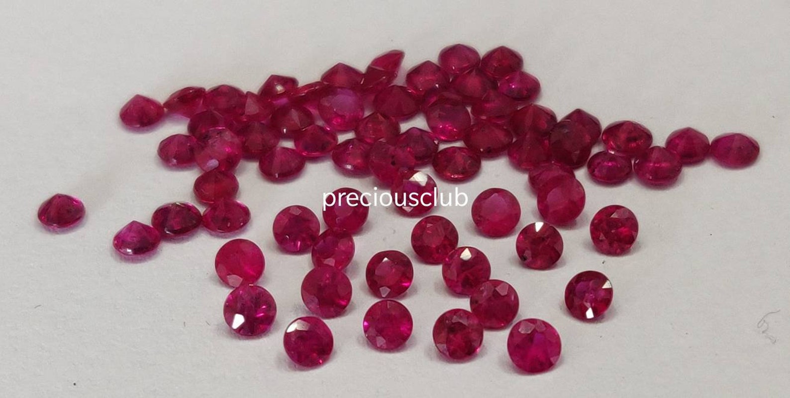 Natural Brilliant Cut Ruby 2.5 mm Round Faceted cut AAA | Etsy