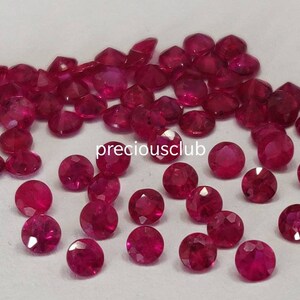 Natural Brilliant Cut Ruby 2.5 Mm Round Faceted Cut AAA Quality Loose ...