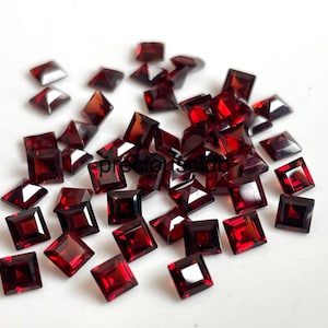 Natural Red Garnet Square Cut 4 Mm Faceted Loose Garnet AAA - Etsy
