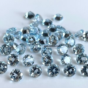 Natural Sky Blue Topaz Round Cut 6mm Faceted - Loose Topaz AAA High ...