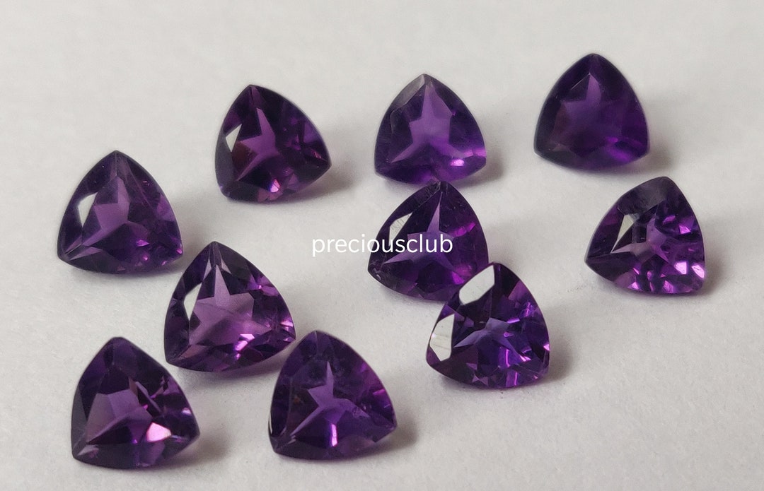 Natural Amethyst Trillion Cut 8 Mm Faceted Loose Amethyst AAA Top ...