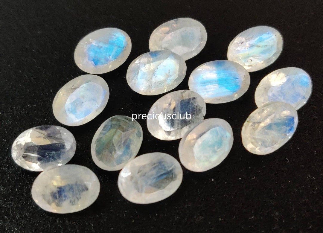 Natural Rainbow Moonstone Oval 4x6mm Faceted -good Blue Flashy AA ...