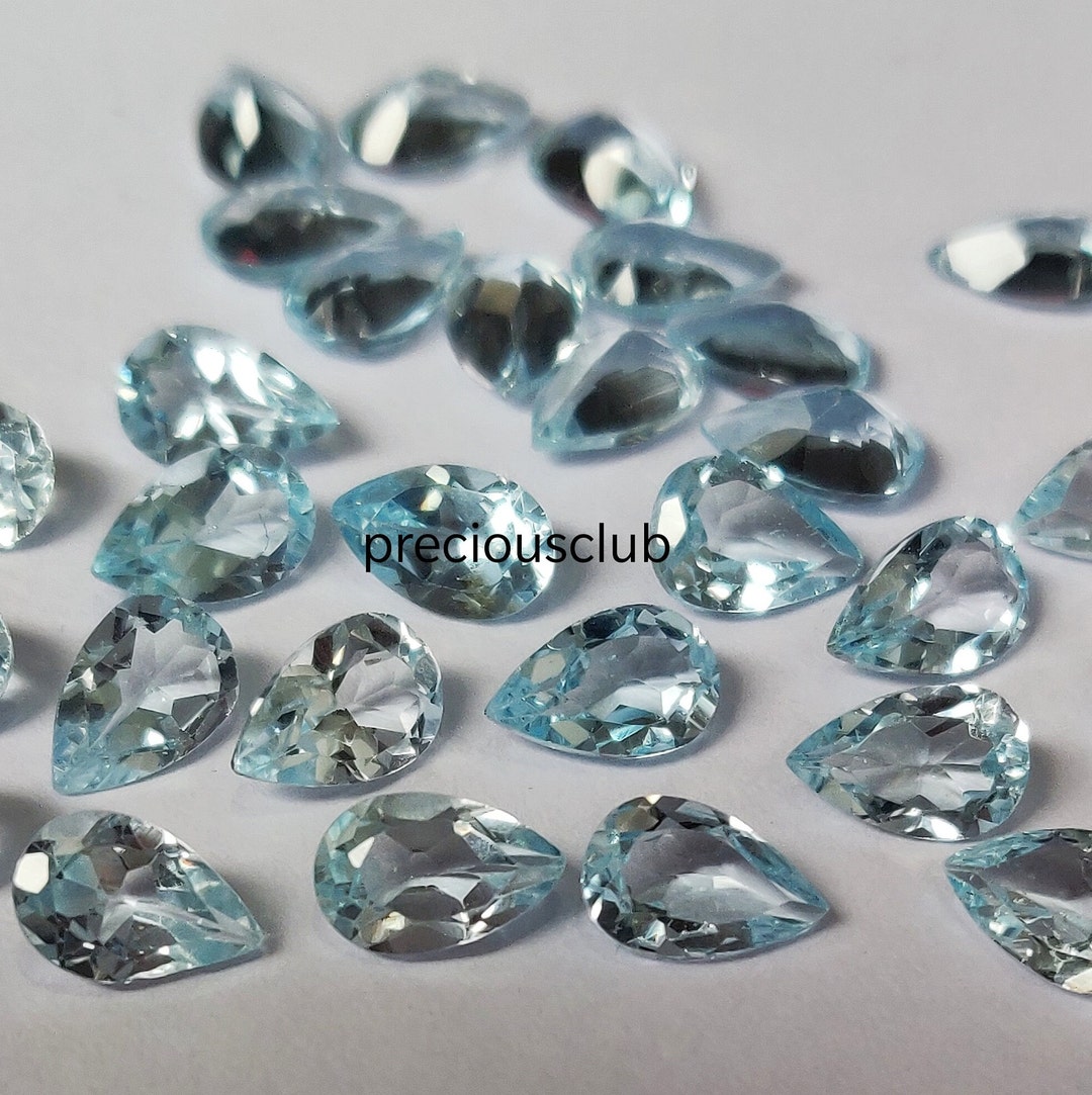 Buy Natural Sky Blue Topaz Pear 5x7mm Faceted Loose Topaz AAA High ...