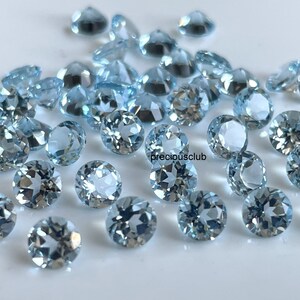 Natural Sky Blue Topaz Round Cut 6mm Faceted - Loose Topaz AAA High ...
