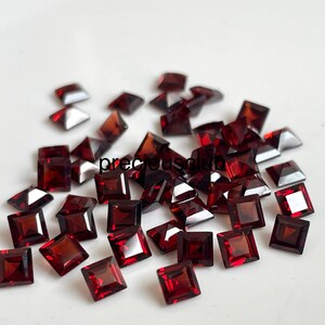 Natural Red Garnet Square Cut 4 Mm Faceted Loose Garnet AAA - Etsy