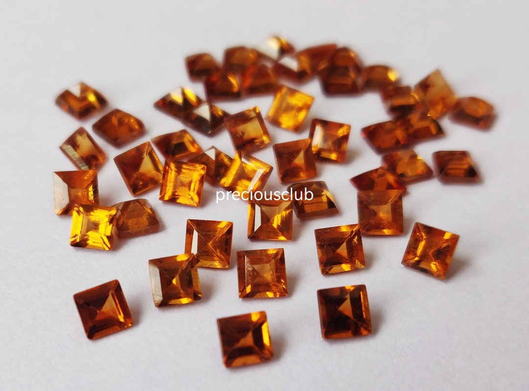 Natural Hessonite Orange Garnet Square 4 Mm Faceted AAA Quality Loose ...