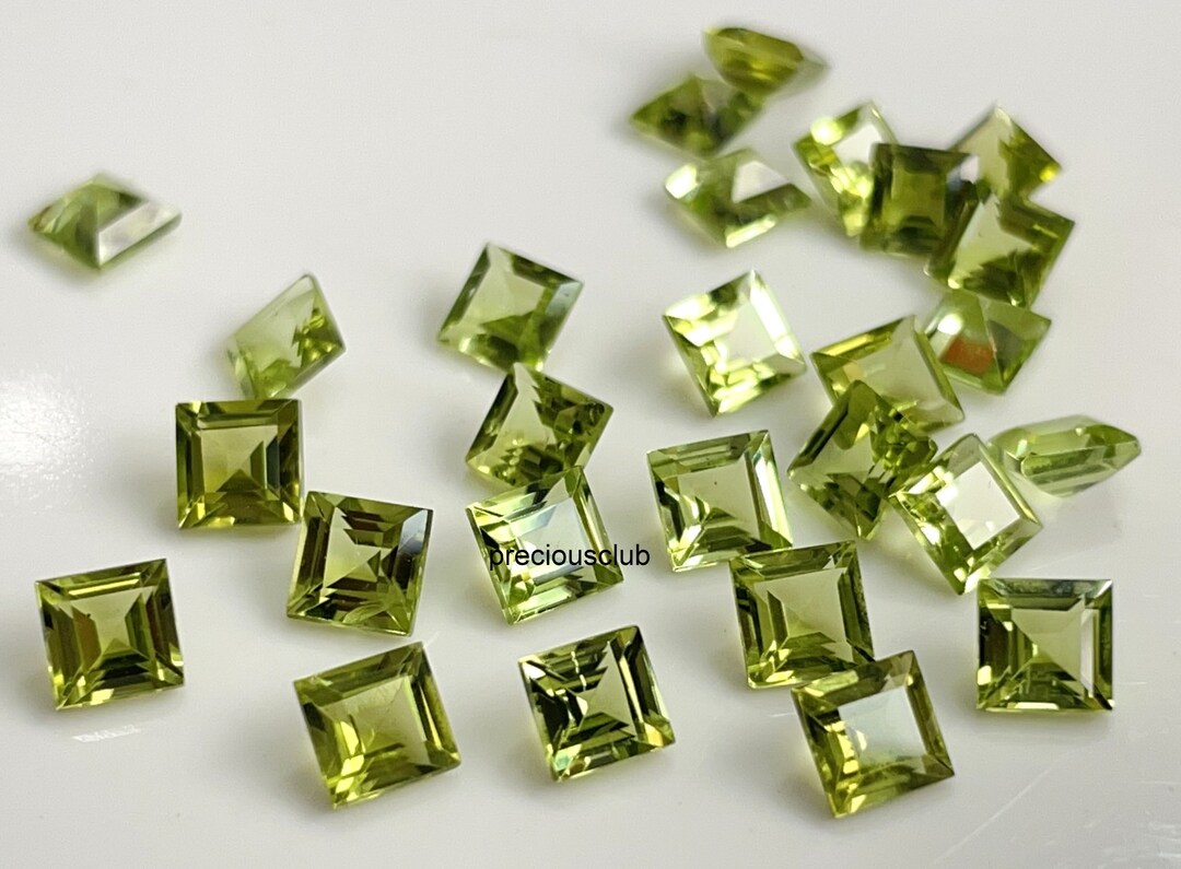 Natural Peridot Square Cut 4mm Faceted - Loose Peridot AAA Quality - Etsy