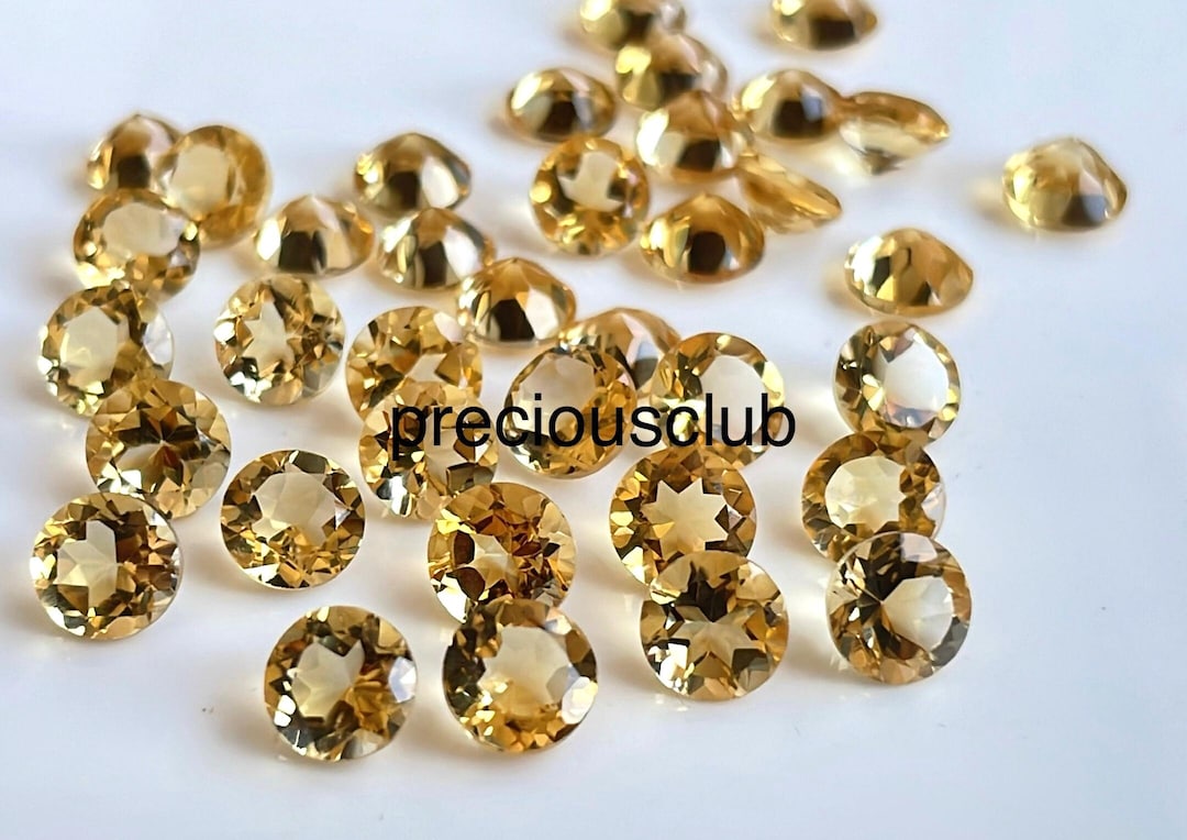 Natural Yellow Citrine Round 5mm Faceted - Loose Citrine AAA Top ...