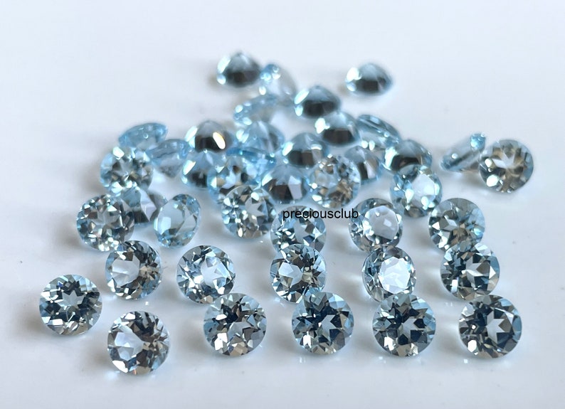 Natural Sky Blue Topaz Round Cut 6mm Faceted - Loose Topaz AAA High ...
