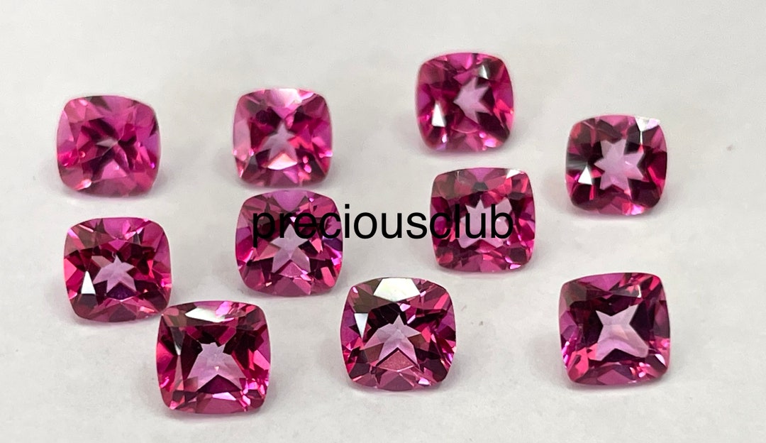 Natural 6mm Coated Pink Topaz Cushion Faceted AAA Quality - Super Top ...
