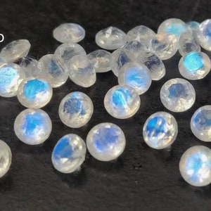 Natural Rainbow Moonstone Round Cut 7mm Faceted -good Blue Flashy AA ...