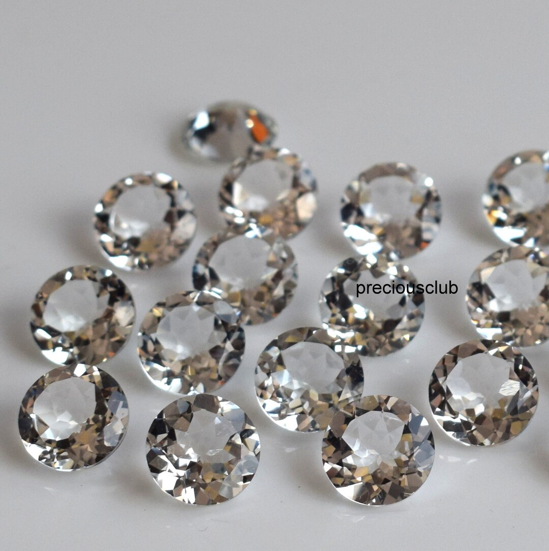 Natural White Topaz Round Cut 7 Mm Faceted loose Round Faceted White ...