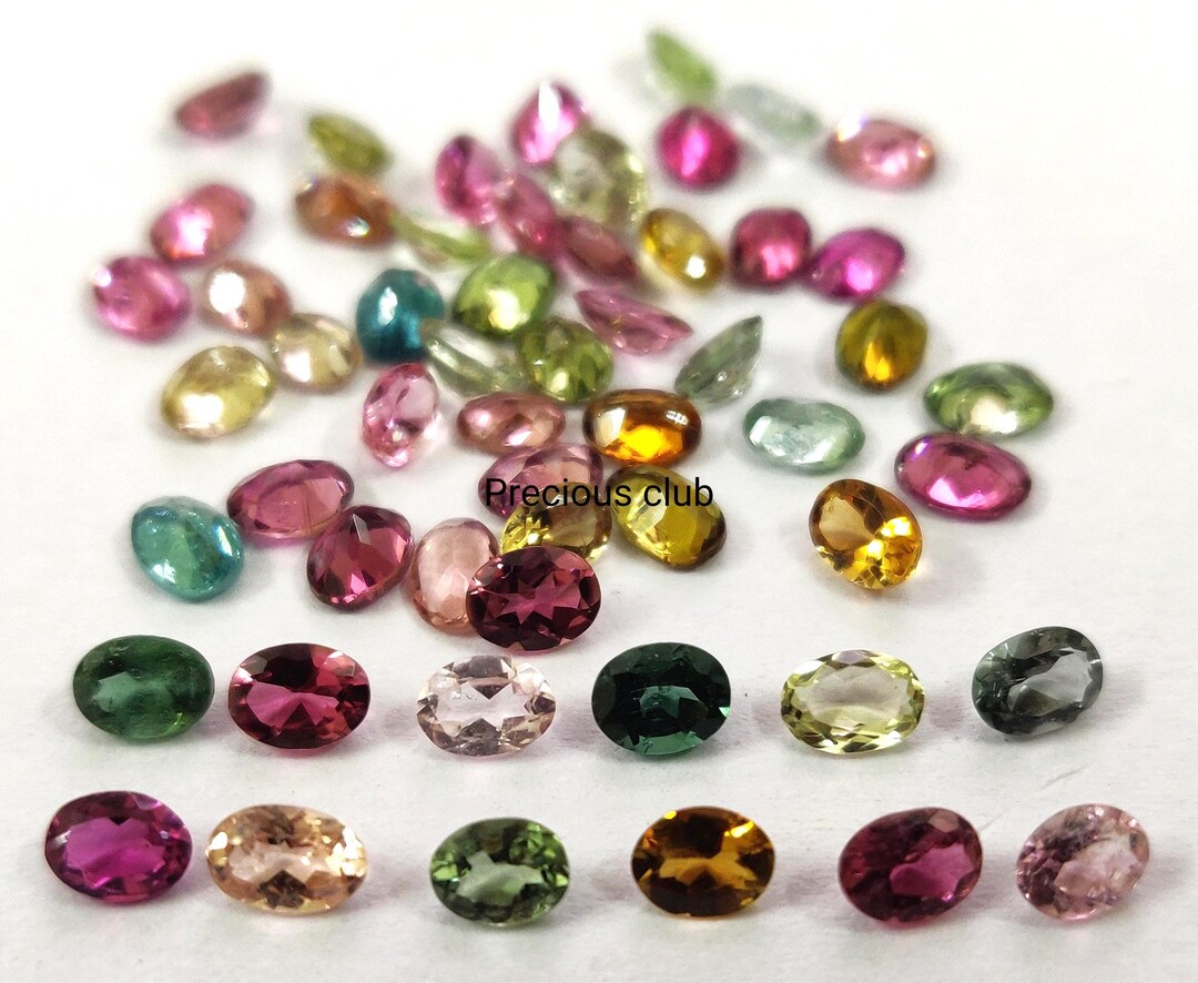 Natural Multicolor Tourmaline Oval Cut 6x8mm Faceted AAA Quality- Loose ...