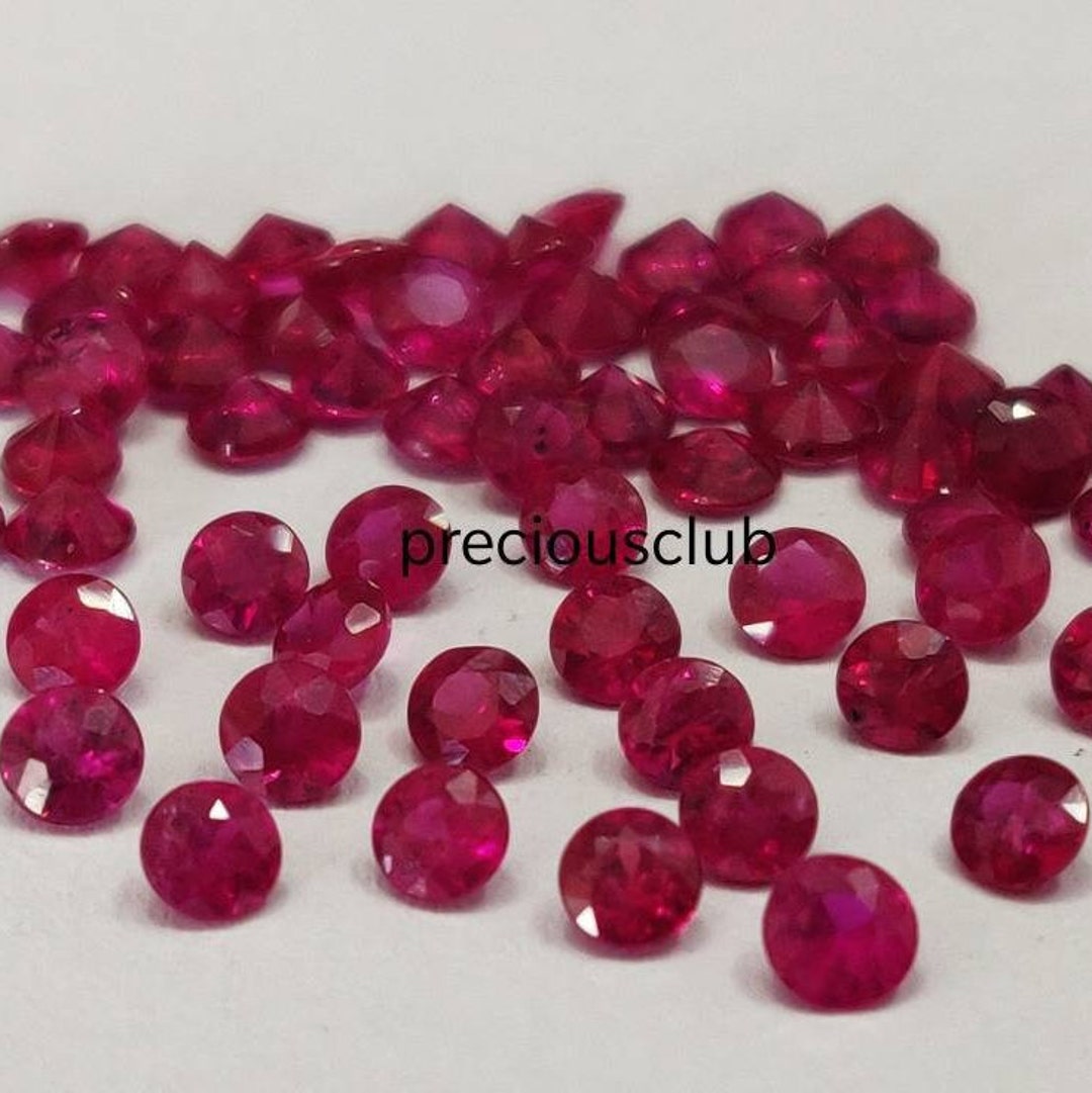 Natural Brilliant Cut Ruby 2.5 Mm Round Faceted Cut AAA Quality Loose ...