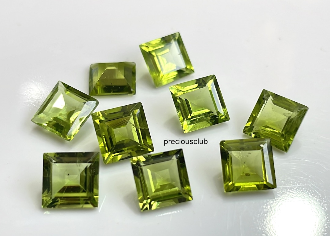 Natural Peridot Square Cut 8mm Faceted - Loose Peridot AAA Quality - Etsy