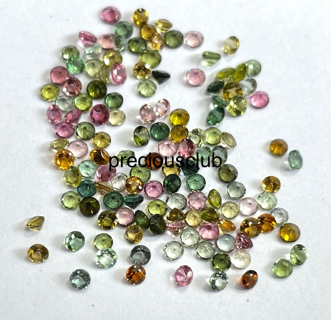 Natural Multicolor Tourmaline Round Cut 2.5mm Faceted AAA Quality ...