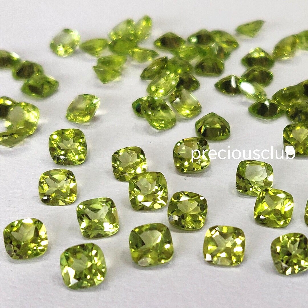 Natural Peridot Cushion Cut 4mm Faceted - Loose Peridot AAA Quality - Etsy