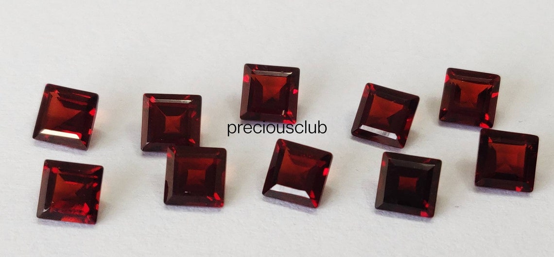 Natural Red Garnet Square Cut 4 Mm Faceted Loose Garnet AAA | Etsy