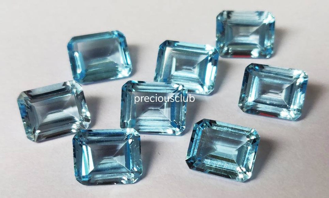 Buy Natural Sky Blue Topaz Octagon 3x5mm Faceted Loose Topaz AAA High ...