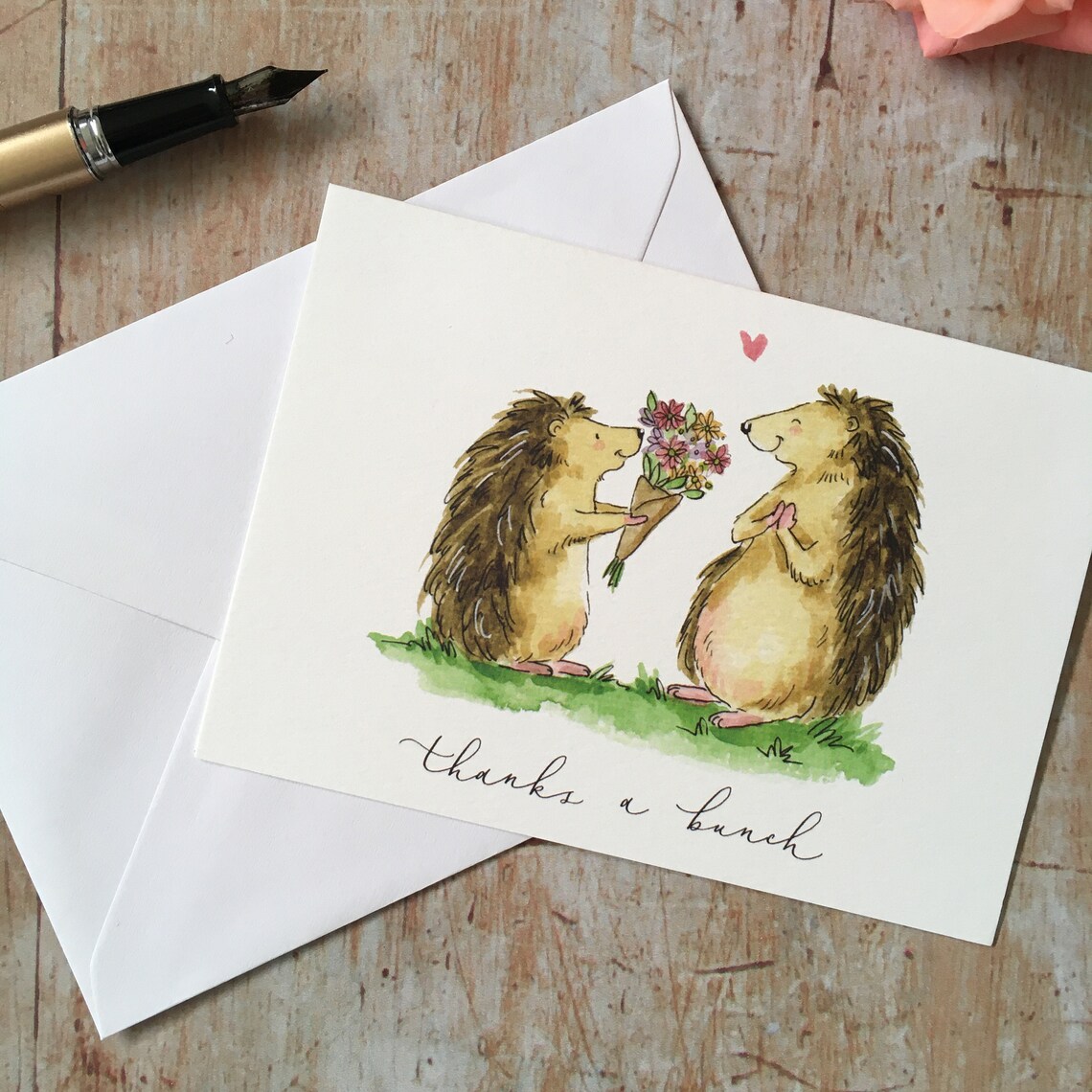 Thank You Hedgehog Card Thank You Greeting Card Hedgehog | Etsy UK